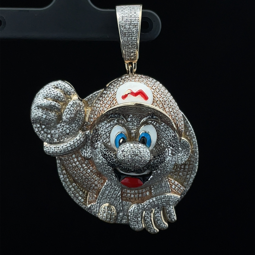 10k "Iced Out" Diamond Encrusted "Mario" Pendant | Walt's Pawn ...