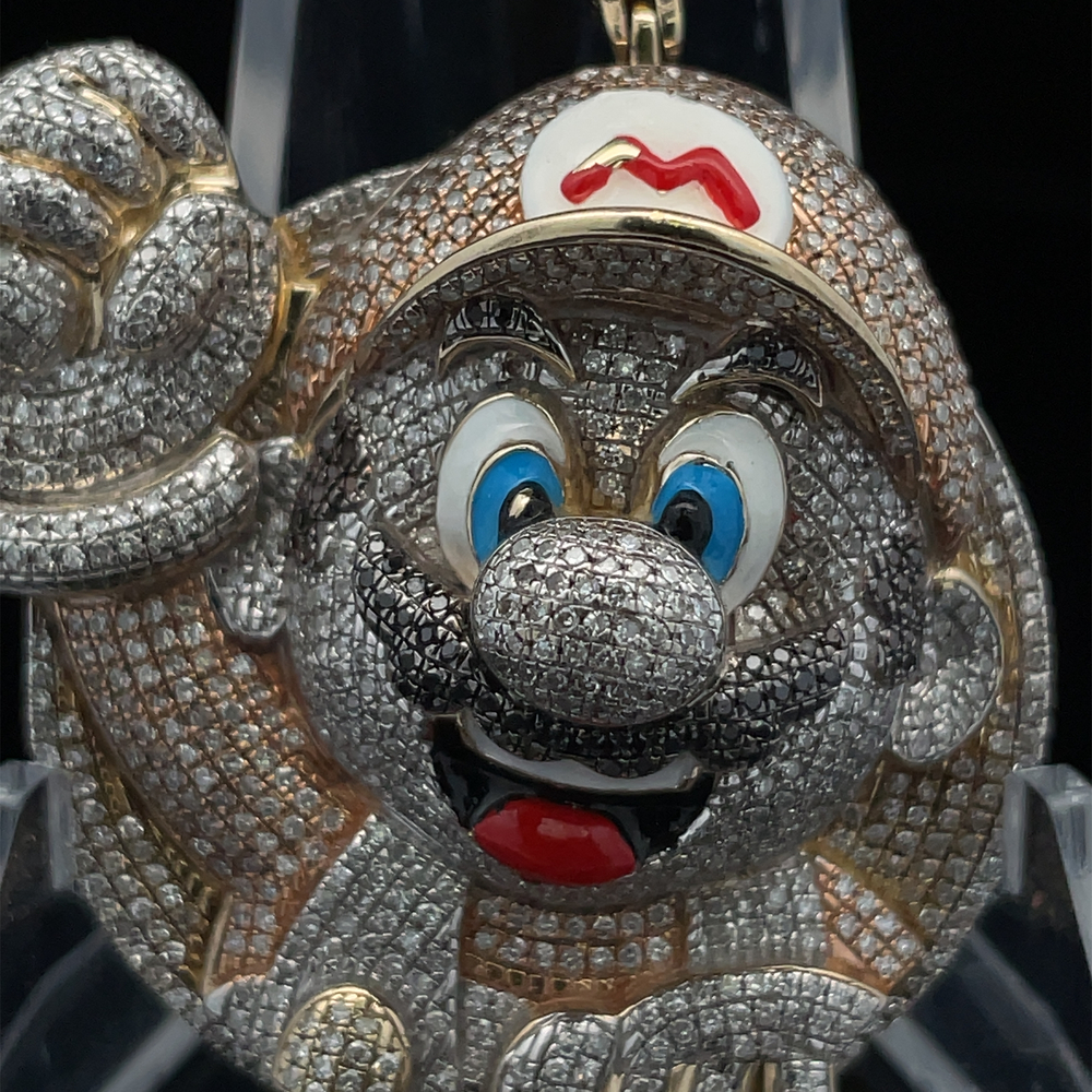 10k "Iced Out" Diamond Encrusted "Mario" Pendant | Walt's Pawn ...