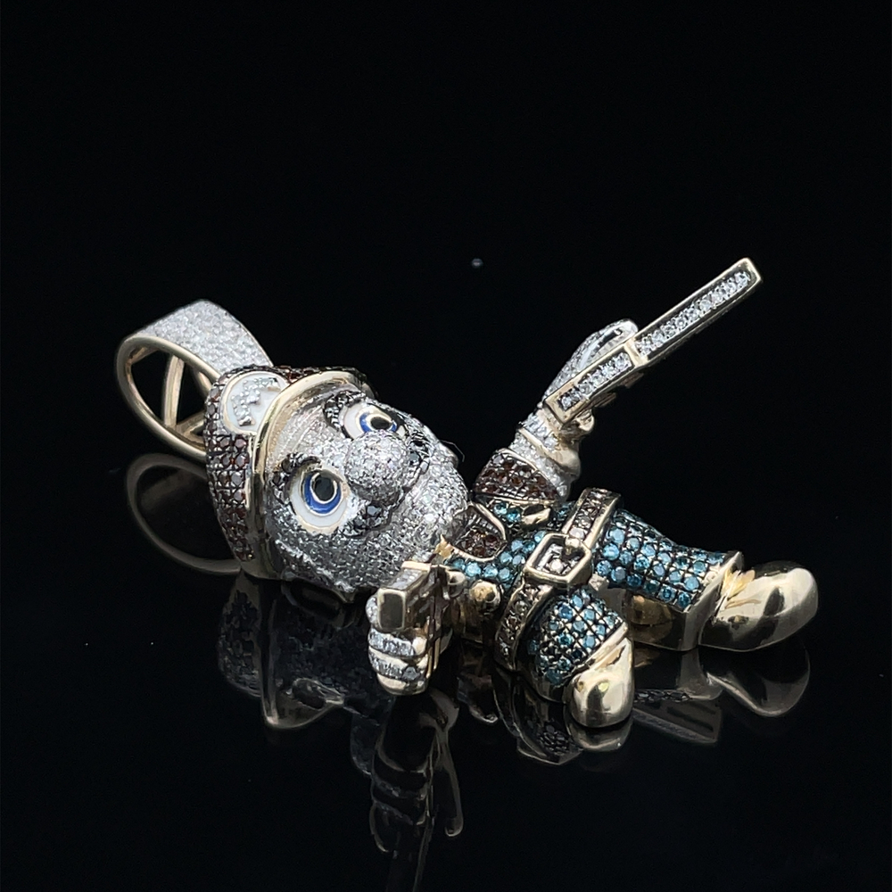 10k "Iced Out" Diamond Encrusted "Mario" Pendant | Walt's Pawn ...