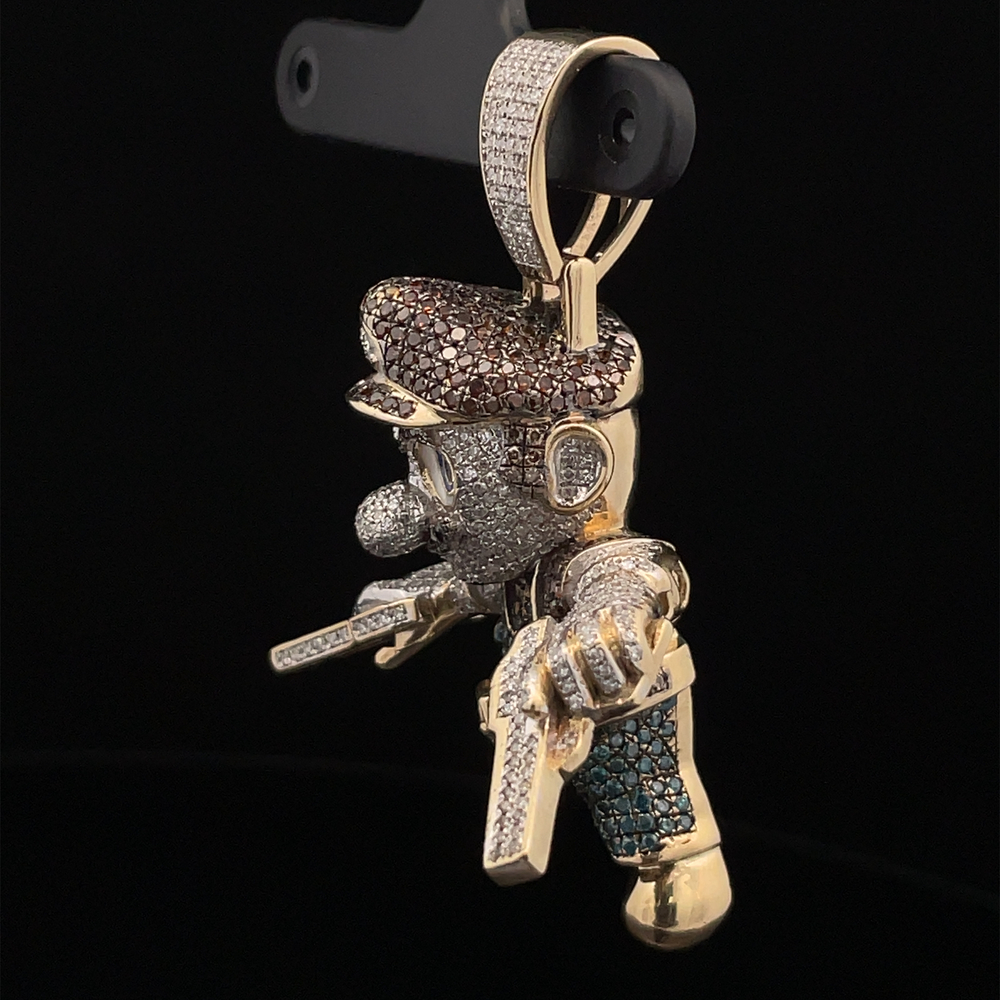 10k "Iced Out" Diamond Encrusted "Mario" Pendant | Walt's Pawn ...