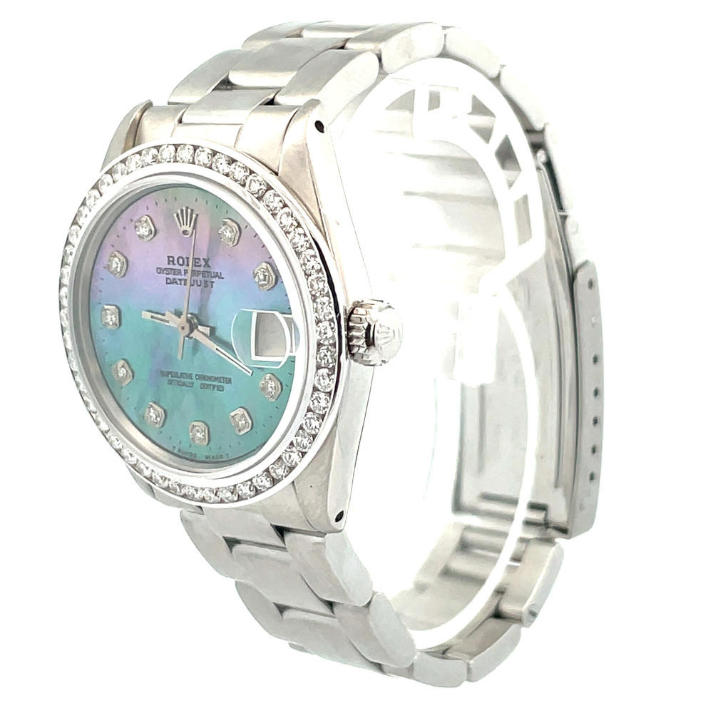 SS Ladies' Rolex Oyster Perpetual Datejust 6824 With Diamond Bezel/Dial ...